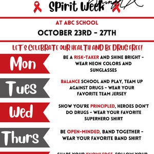 Red Ribbon Week Flyer *edit With Canva* - Etsy