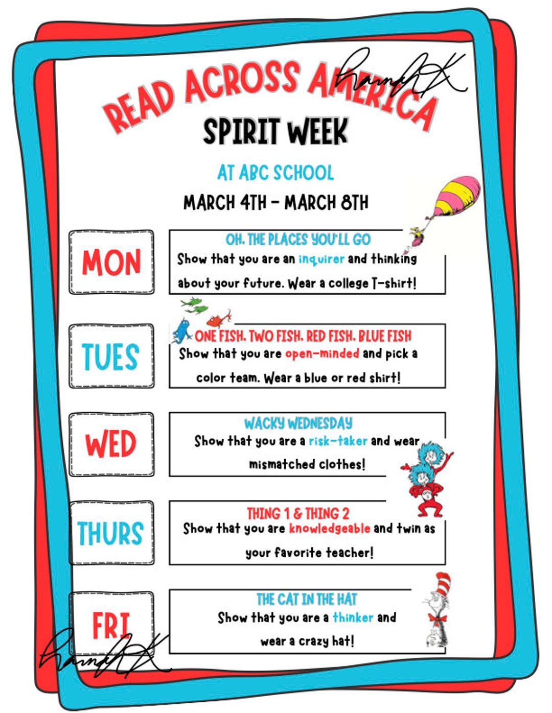 Read Across America Flyer edit With Canva - Etsy