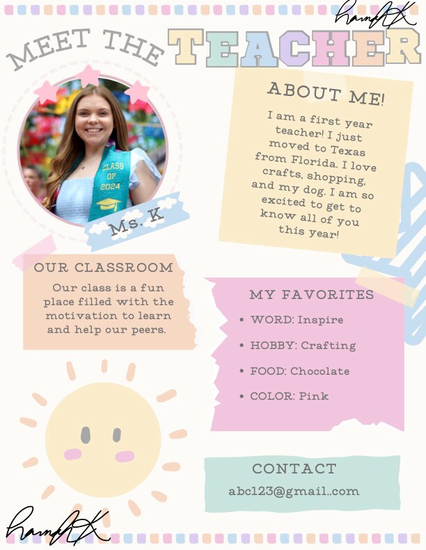 Pastel Meet the Teacher Editable *canva* - Etsy