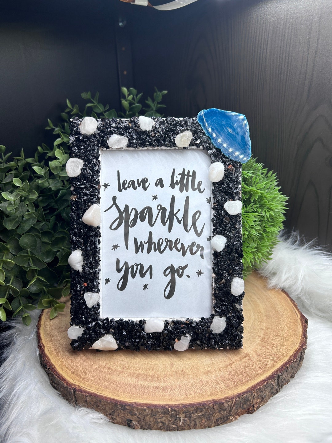 Crystal Picture Frame- 4x6 Picture Photo Frame- Black Tourmaline- White ...