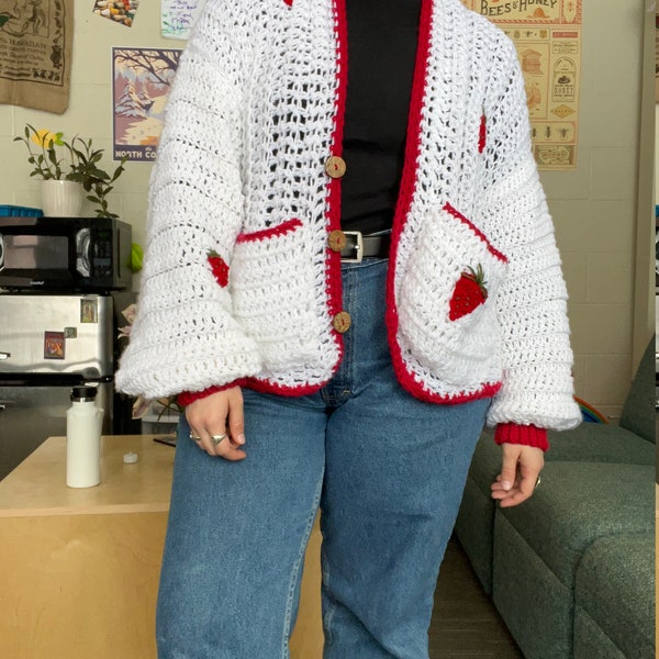 Strawberry Cardigan - Etsy