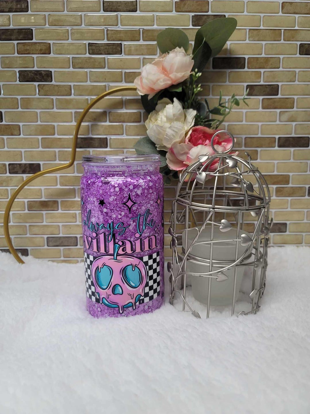 16oz Always the Villain Snow Globe Tumbler - Etsy