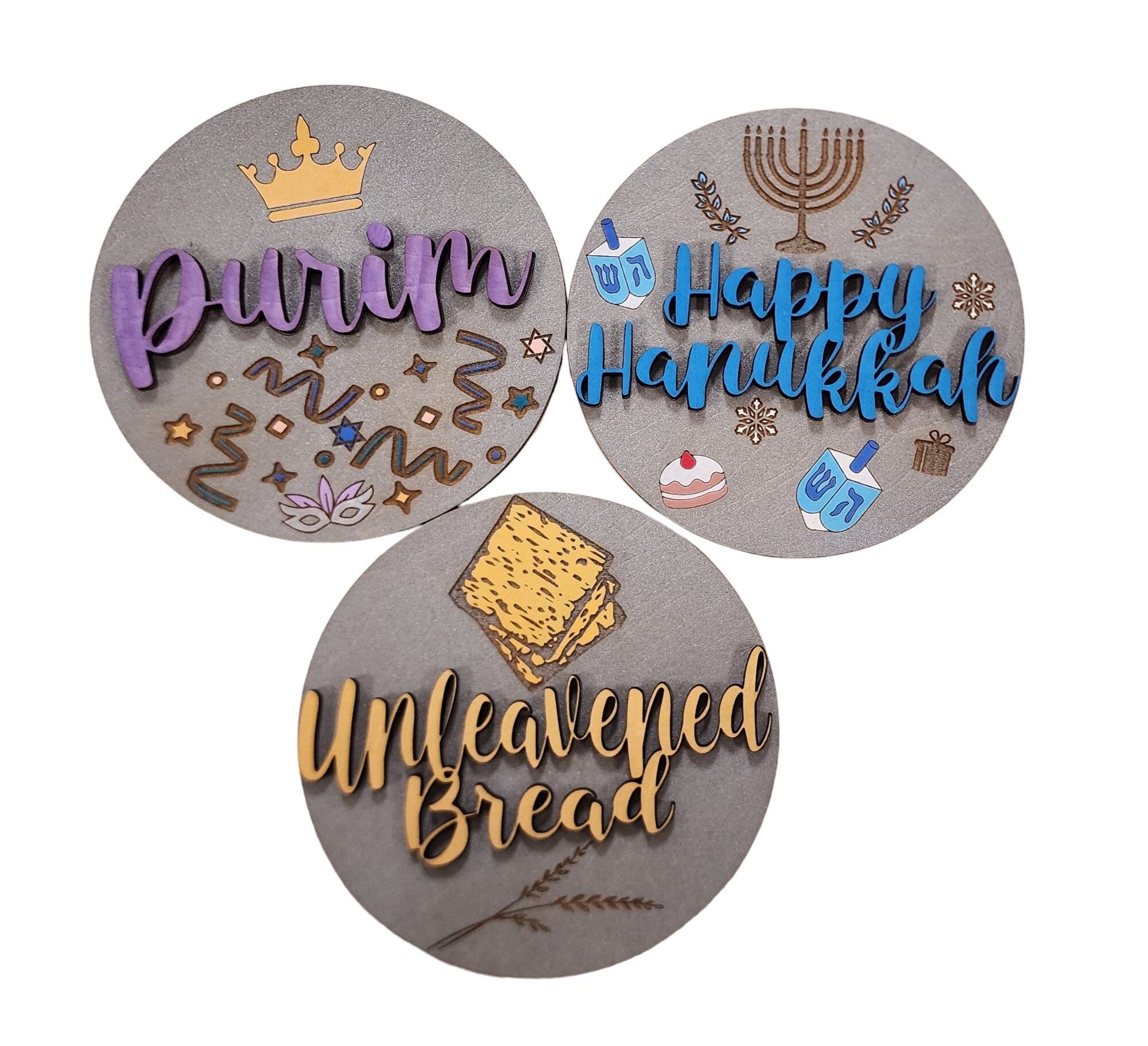 Feast Days Door Sign Replacement Discs: Hanukkah, Purim, Unleavened ...