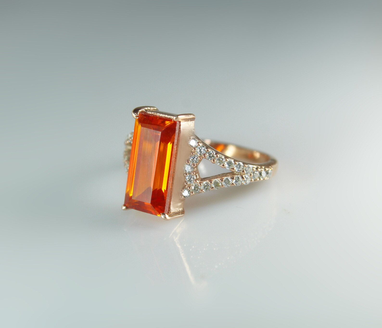 Orange Zircon Ring 925 Sterling Silver Rose Gold Plated | Etsy