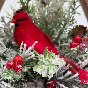 Rustic Wooden Christmas Tree Cardinal Arrangement,winter Home Accent ...