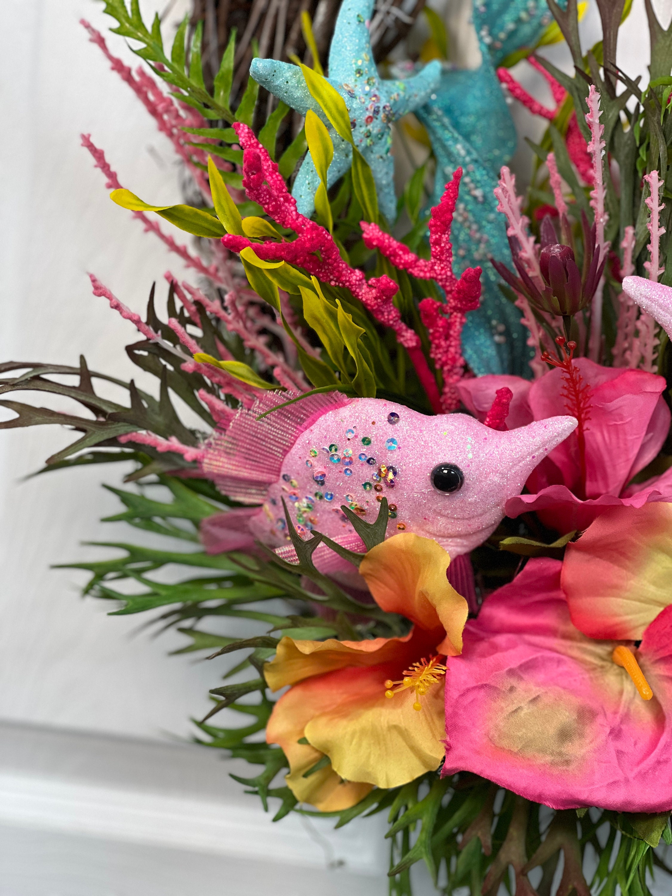 Tropical Front Door Wreath, Beach House Decor, Under Water Wreath ...