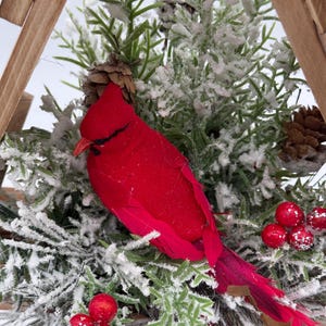 Rustic Wooden Christmas Tree Cardinal Arrangement,winter Home Accent ...