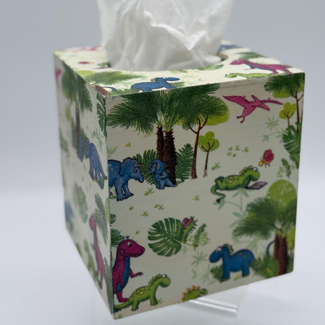 Handmade Dinosaur Decoupage Wooden Tissue Box Cover - Etsy