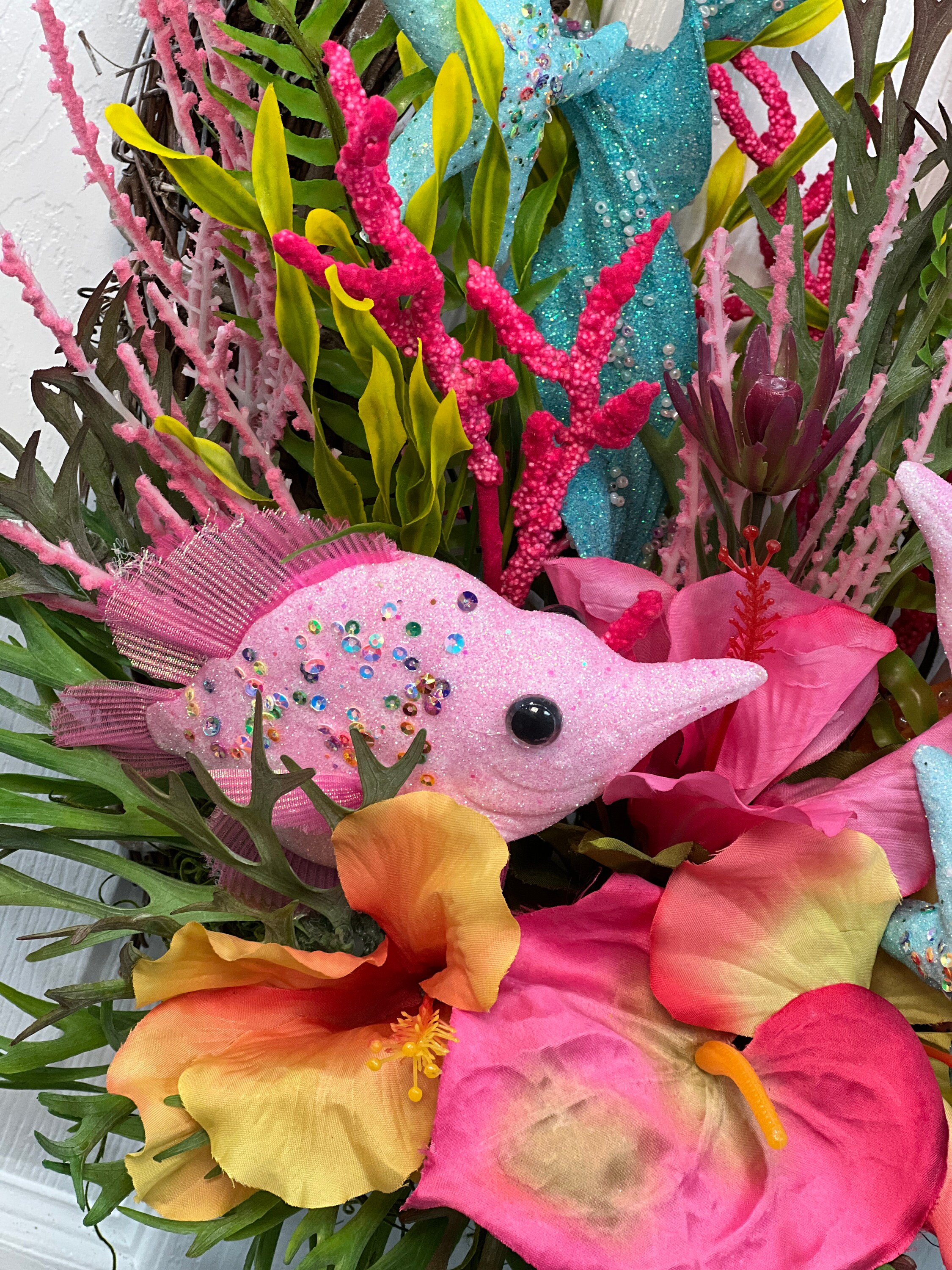 Tropical Front Door Wreath, Beach House Decor, Under Water Wreath ...