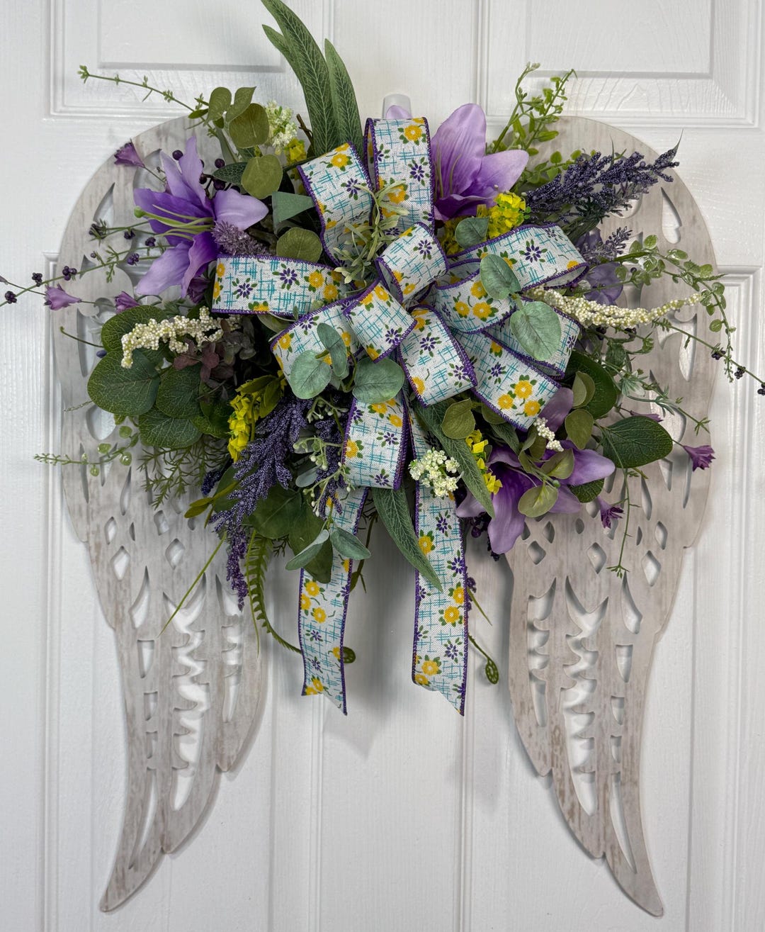 Floral Angel Wings Wreath for Memorial Gift or Your Front Door ...