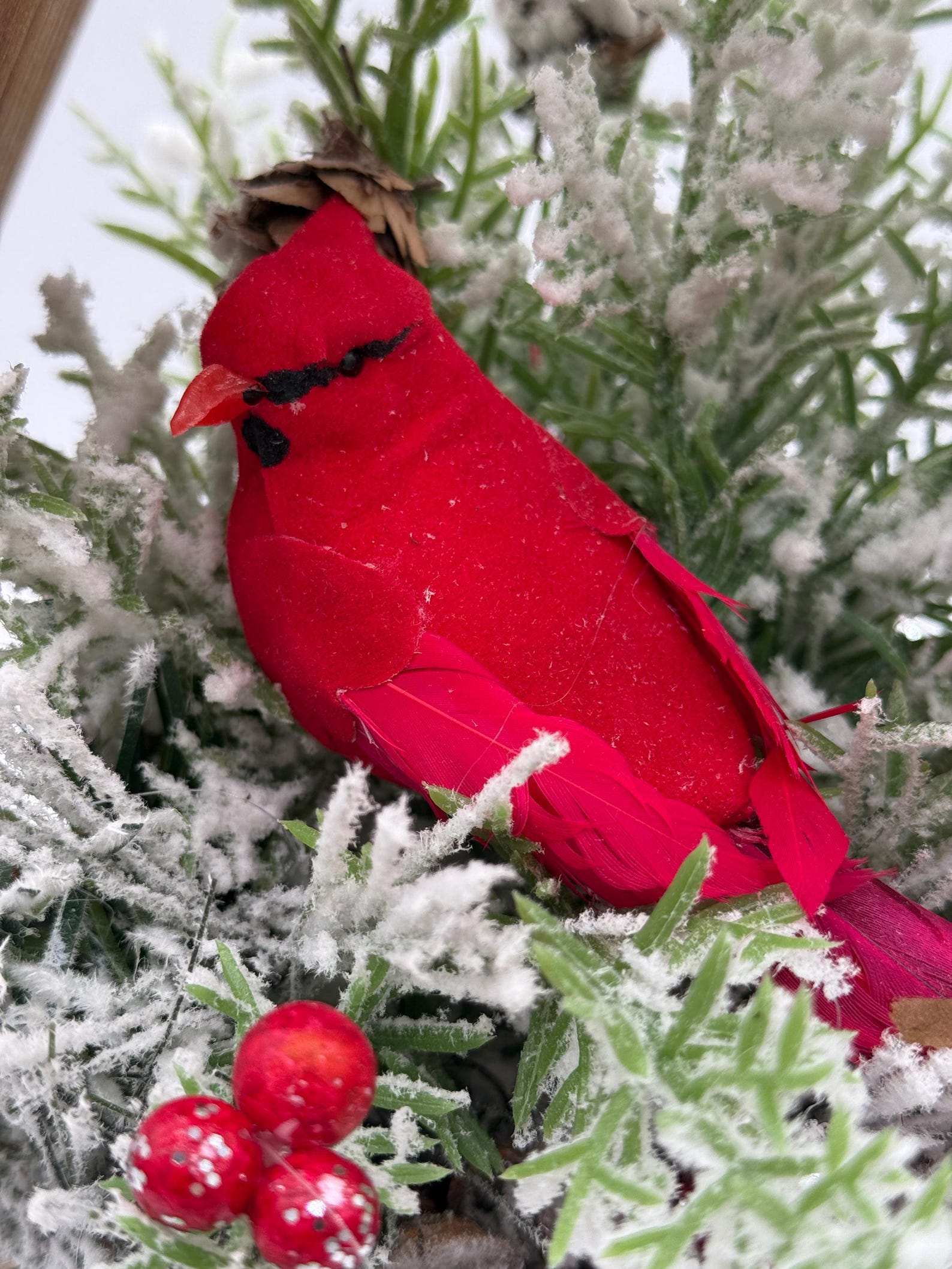 Rustic Wooden Christmas Tree Cardinal Arrangement,winter Home Accent ...