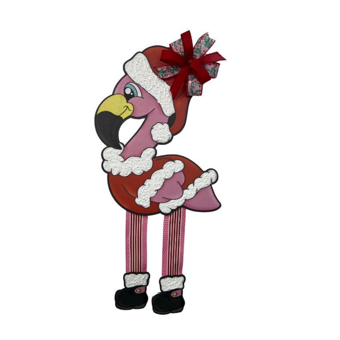 Santa Flamingo Door Hanger,festive Christmas Flamingo Decor With ...