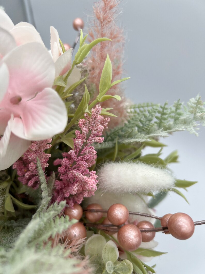 Blush Pink Floral Arrangement on Wooden Candlestick Chic Coquette Table ...