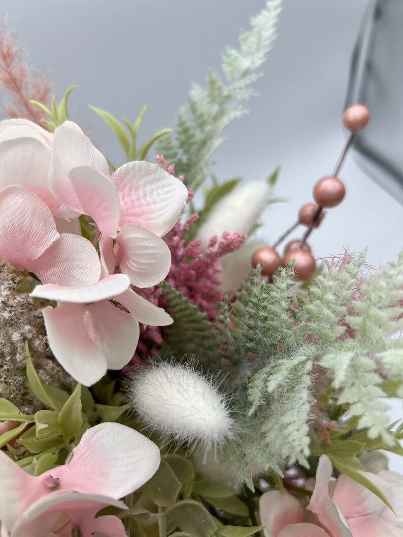 Blush Pink Floral Arrangement on Wooden Candlestick Chic Coquette Table ...