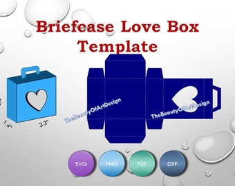 Briefcase Box Template, Gift Box With Handle, SVG, PDF, Cricut ...