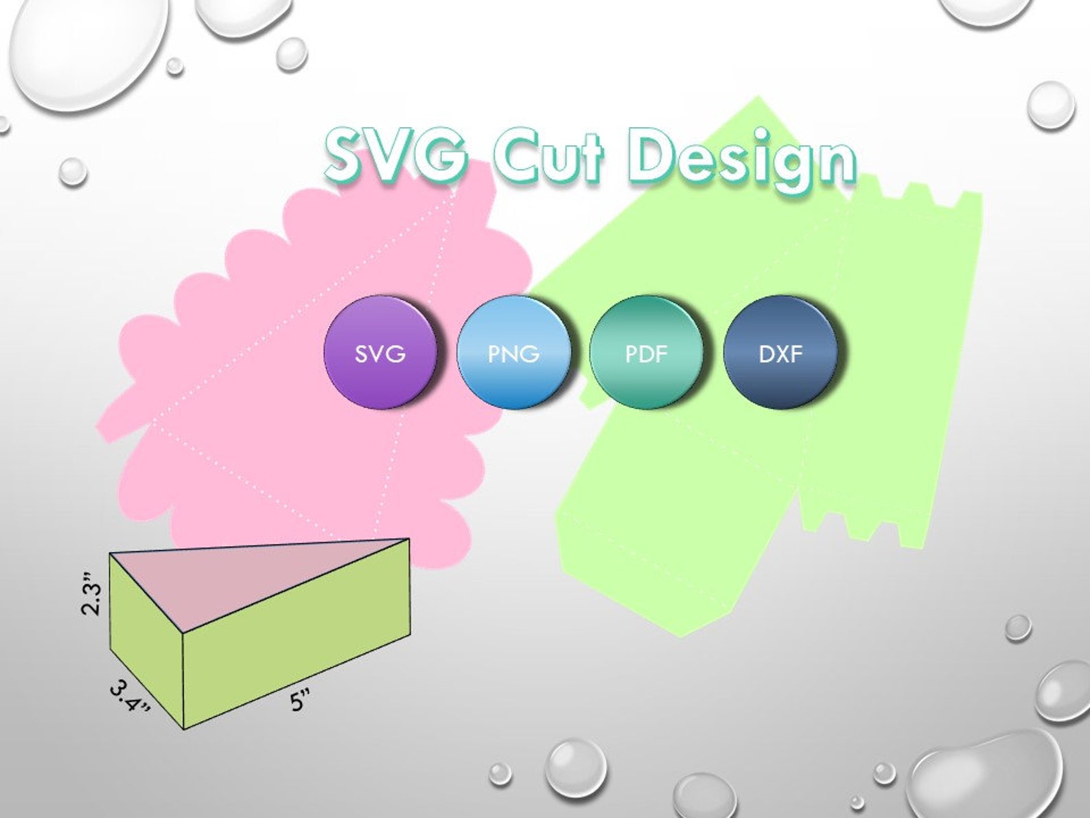 Cake Slice Box Template, Cake Slice Favor Box SVG, DXF, Png, PDF A4/ 8 ...