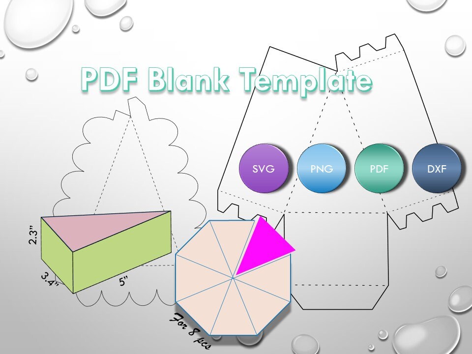 Cake Slice Box Template, Cake Slice Favor Box SVG, DXF, Png, PDF A4/ 8 ...