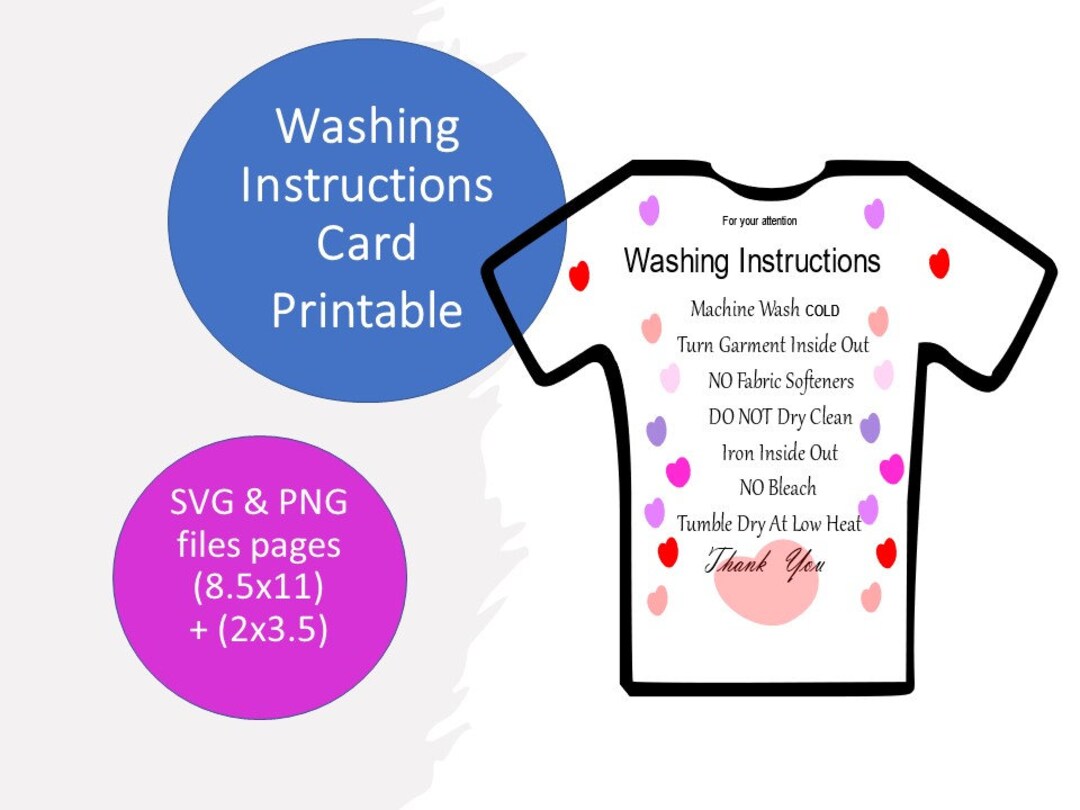 Washing Instructions Svg Care Instructions Card Shirt for Circuit ...