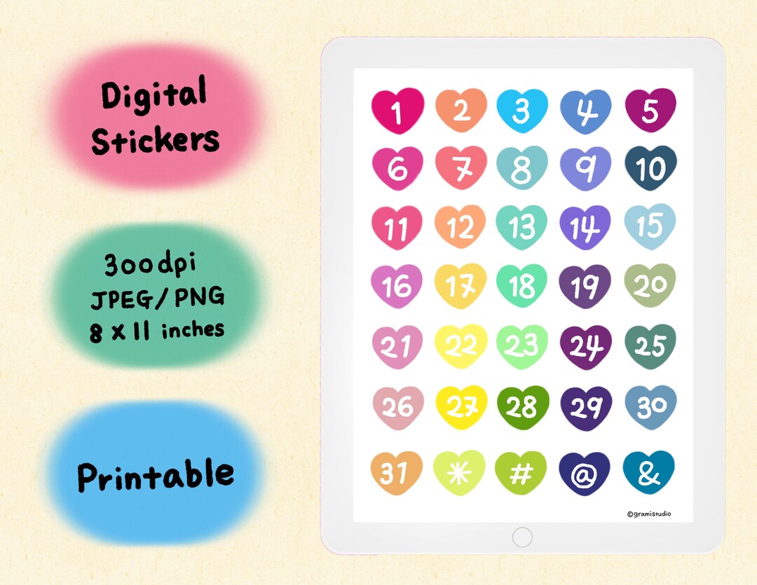 Digital Stickers, Digital Planner Stickers, Goodnotes Stickers, Heart ...