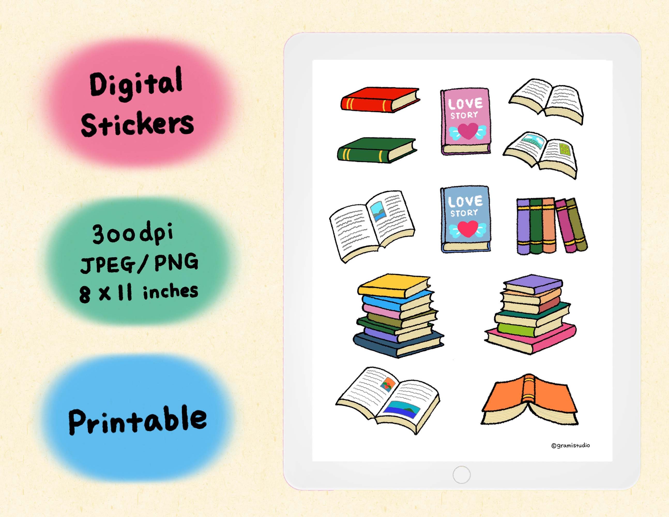 Digital Stickers, Digital Planner Stickers, Goodnotes Stickers, Book ...