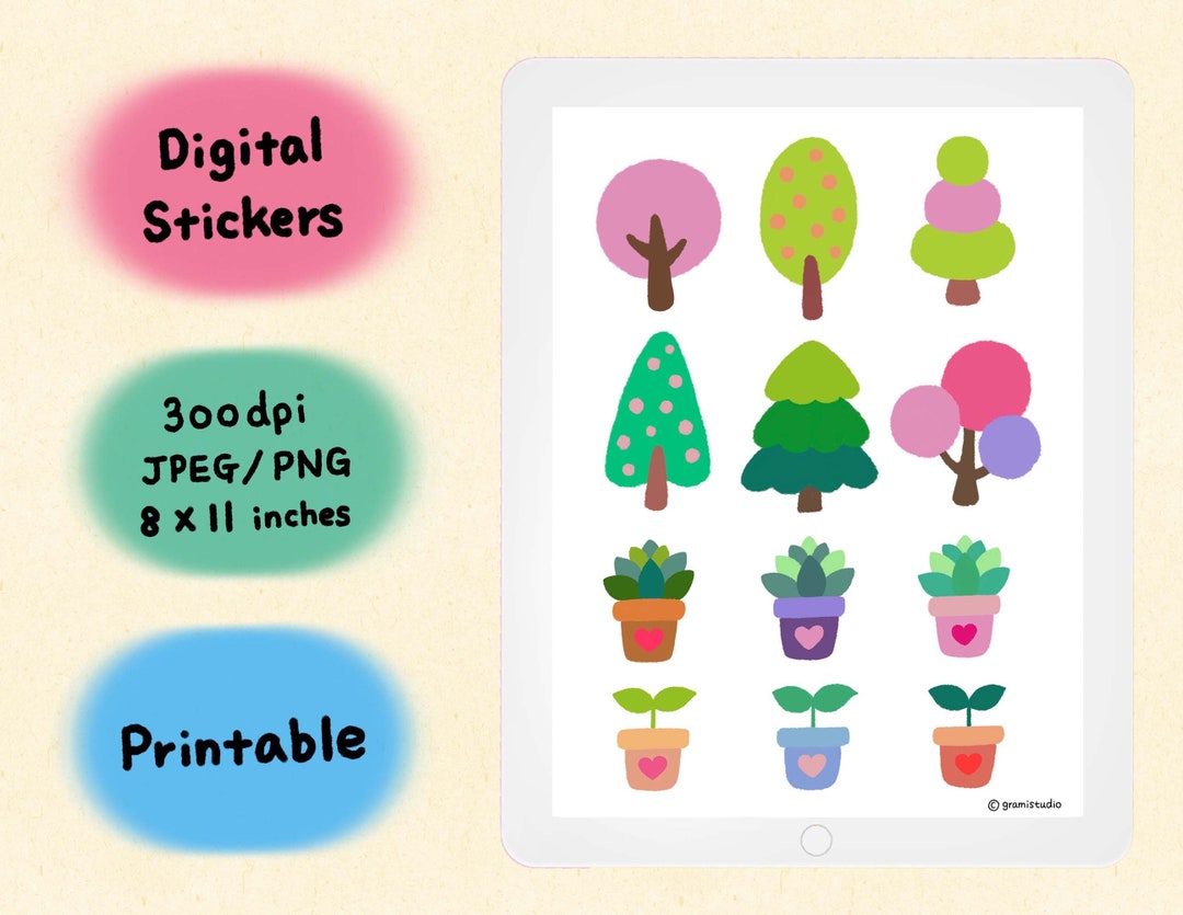 Digital Stickers, Digital Planner Stickers, Goodnotes Stickers, Tree ...