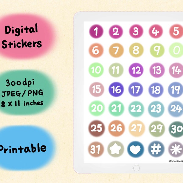 Number Stickers - Etsy