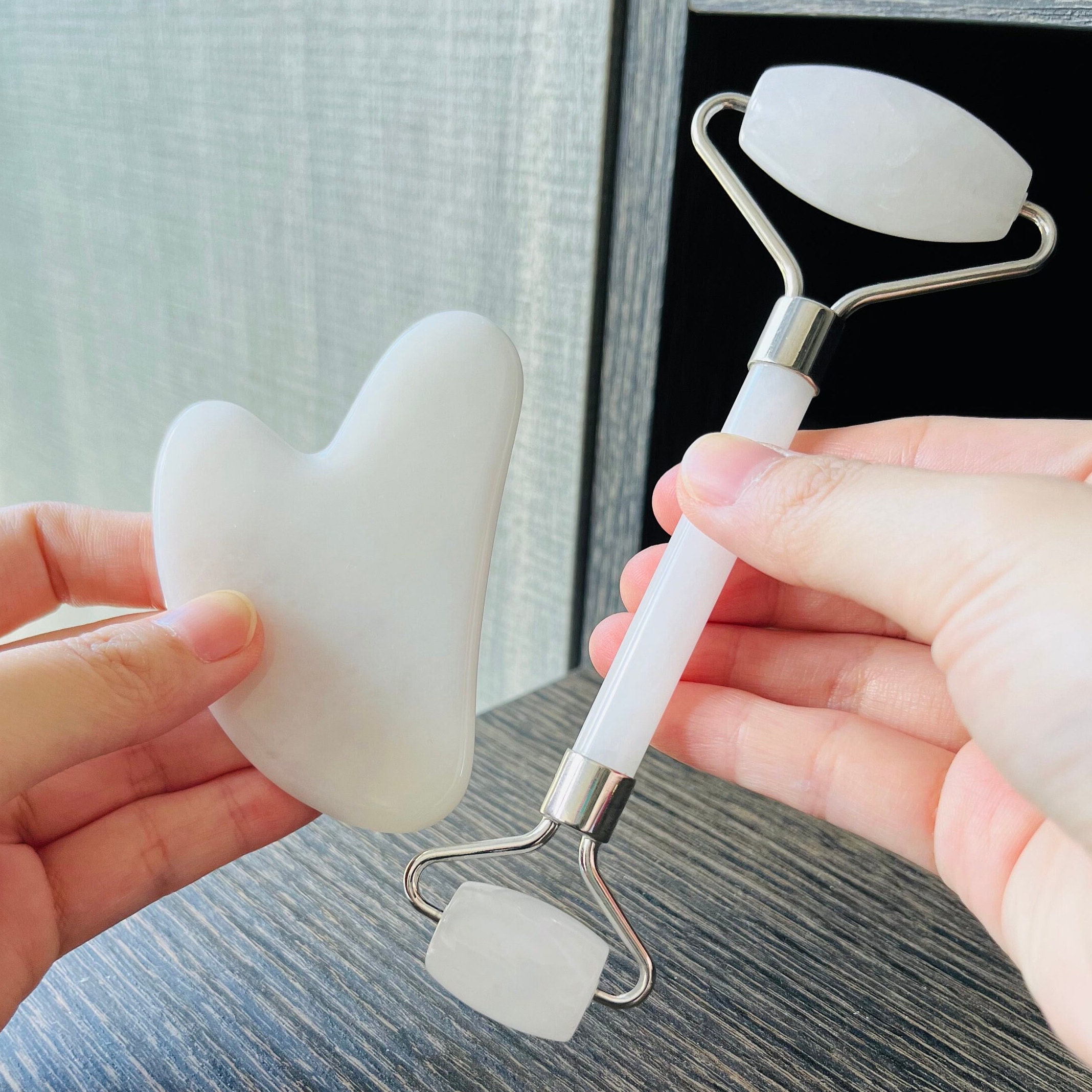 White Jade Gua Sha Facial Oil Massage Tool Self Care T Box Etsy