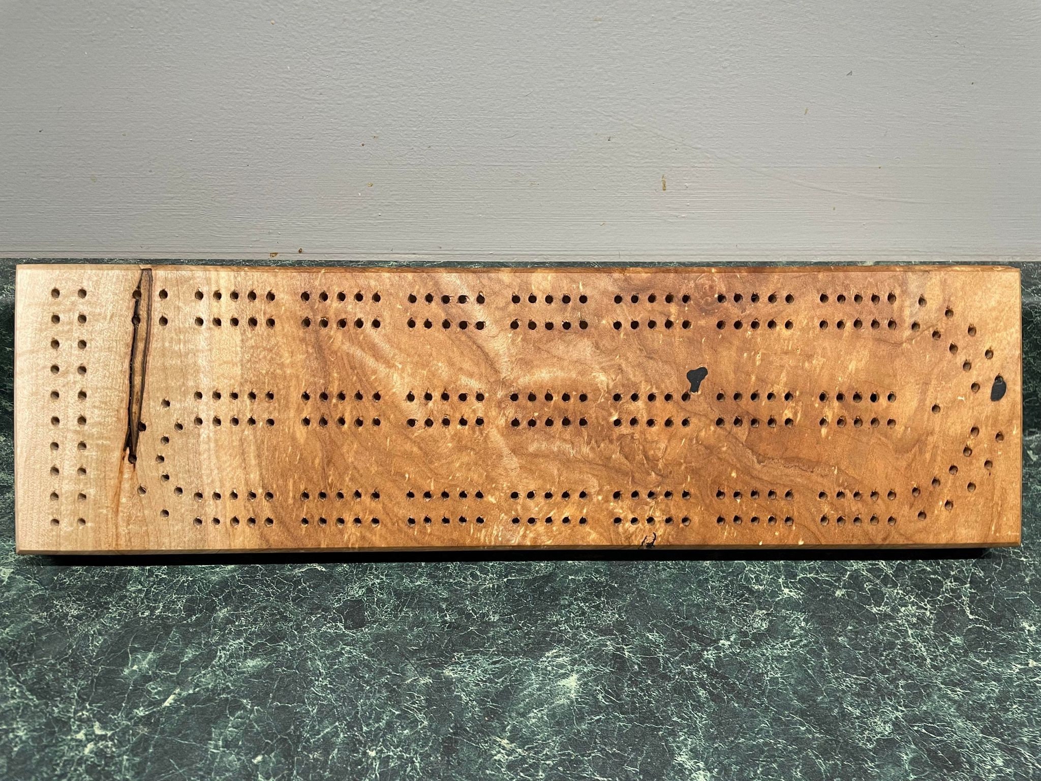 Figured Maple 2 Track Cribbage Board, Housewarming, Graduation ...