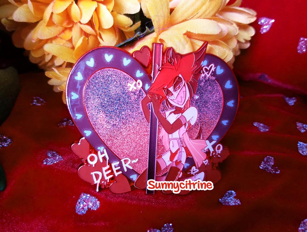 Alastor Glitter Heart Pin Protoypes - Etsy