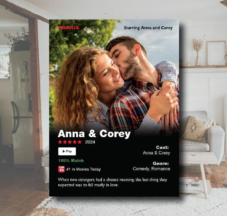 Family Digital Poster Flix & Chill Style Custom Print Photo / Text - Etsy