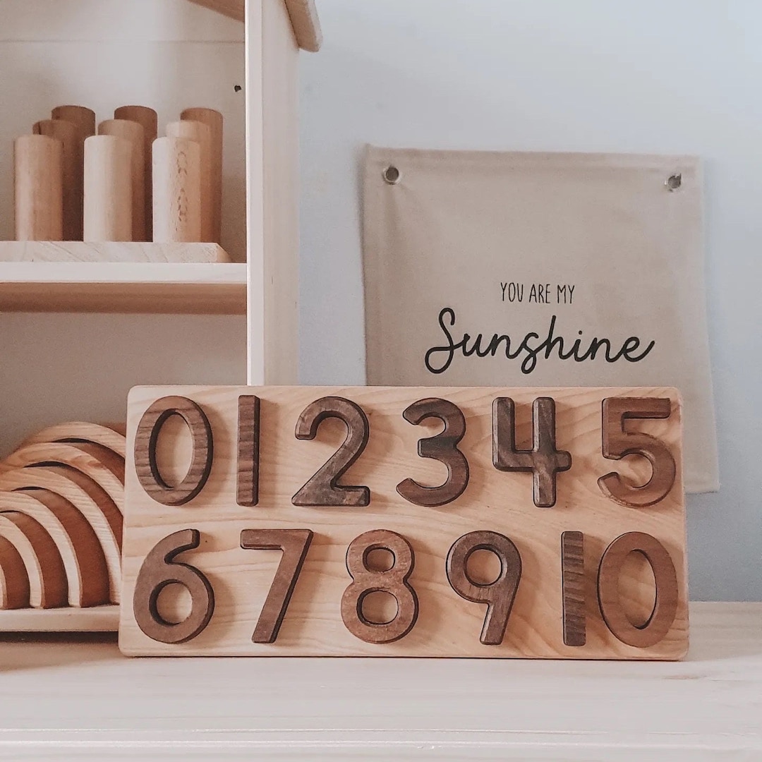 Wooden Number Puzzle Wooden Number Tracing Board Montessori - Etsy