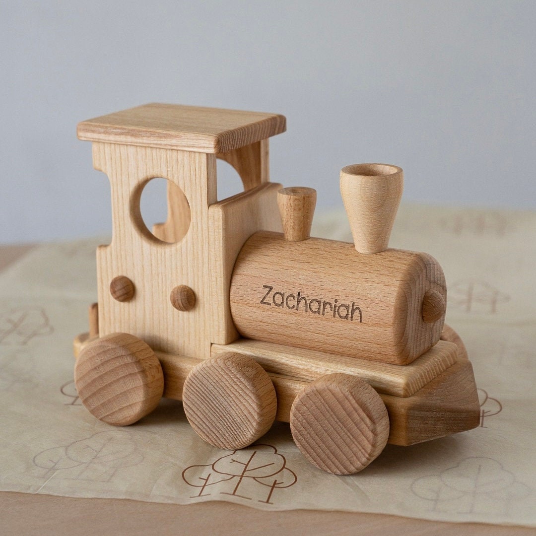 Wooden Pull Along Toy, Wood Train, Nursery Decor Boy, Stacking Train ...