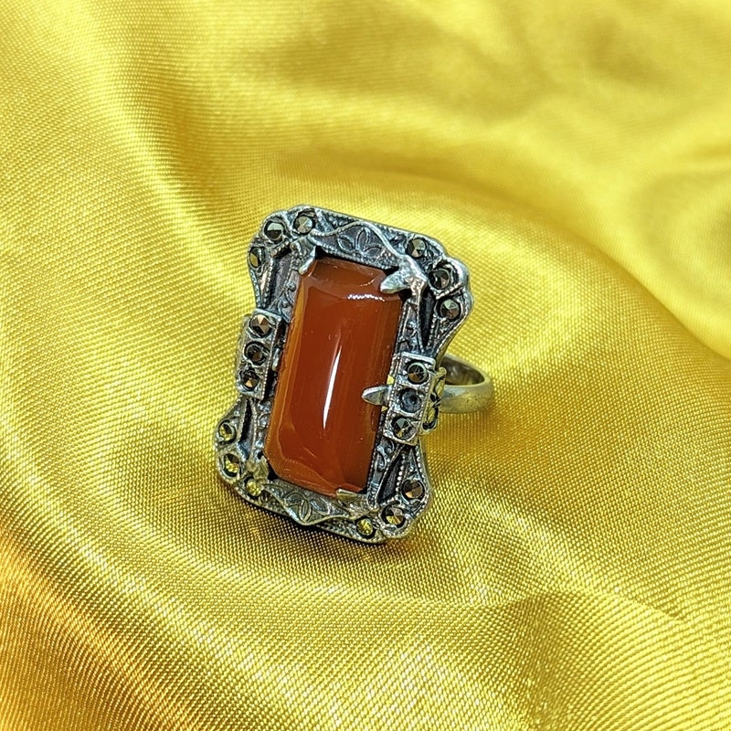 Silver Art Deco Ring - Etsy