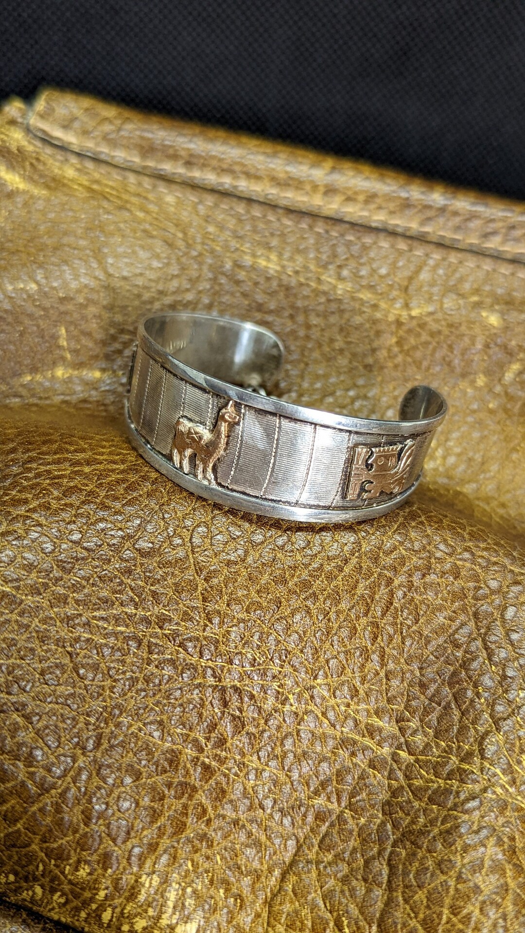 Lovely Peruvian Sterling Silver and 18k Gold Cuff Bracelet for Small ...