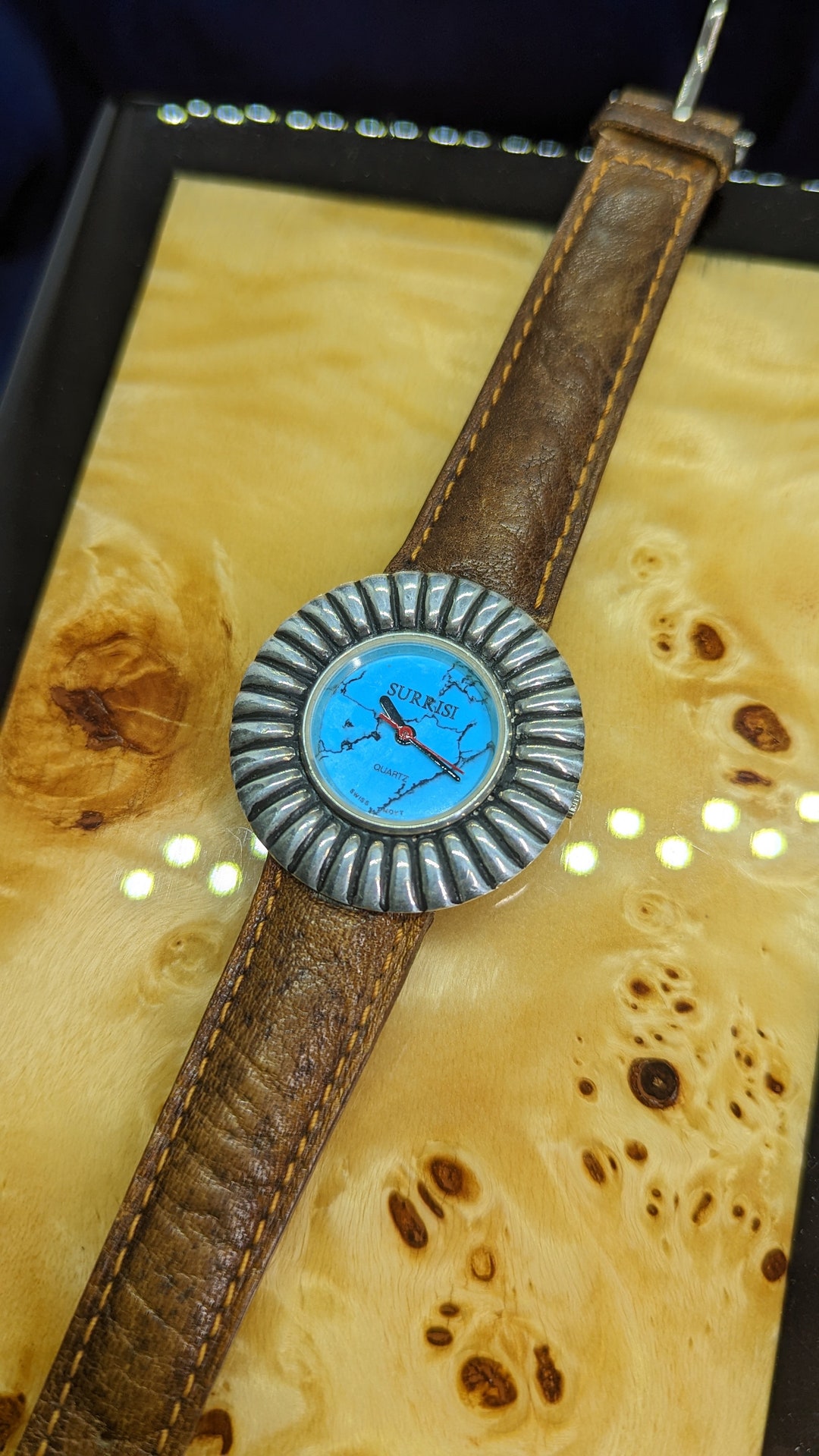 Wonderful Surrisi Sterling Silver and Turquoise Ladies Watch Working W ...
