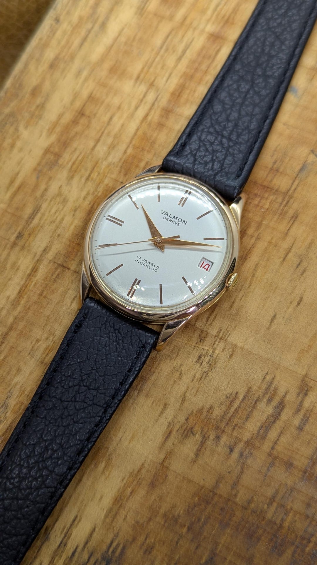 Stunning Vintage 1950s 18K Rose Gold Men's Watch by Valmon Serviced W ...