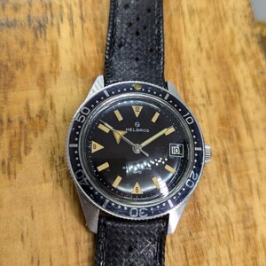 Excellent Vintage 1960s Jumbo Men's Helbros Diver Watch All Stainless ...