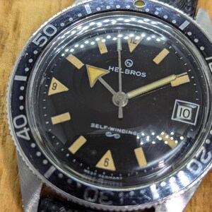 Excellent Vintage 1960s Jumbo Men's Helbros Diver Watch All Stainless ...