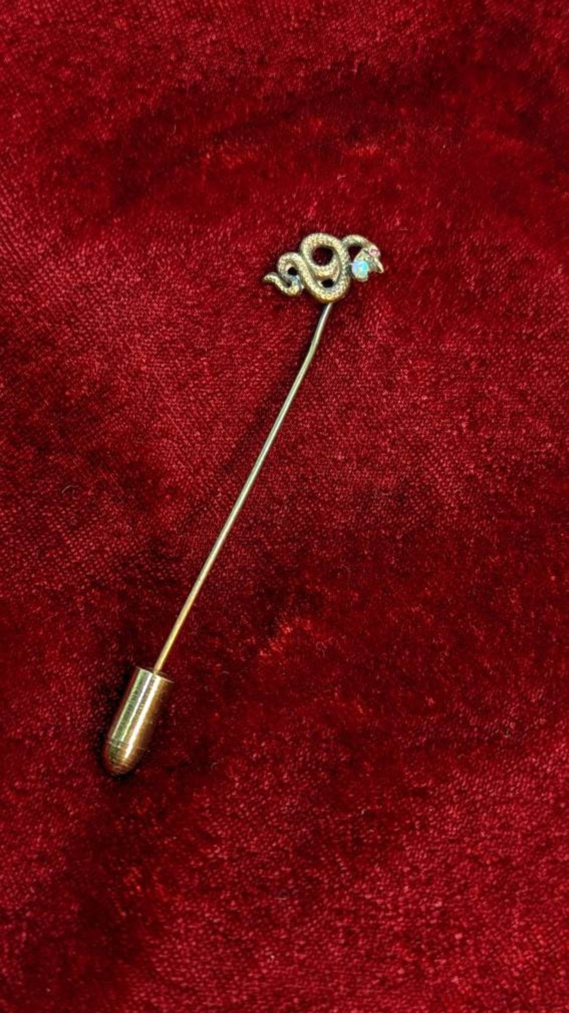 Incredible Antique Victorian Stick Pin Snake Holding Opal Solid Gold W ...