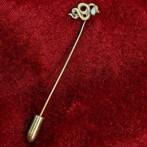 Incredible Antique Victorian Stick Pin Snake Holding Opal Solid Gold W ...