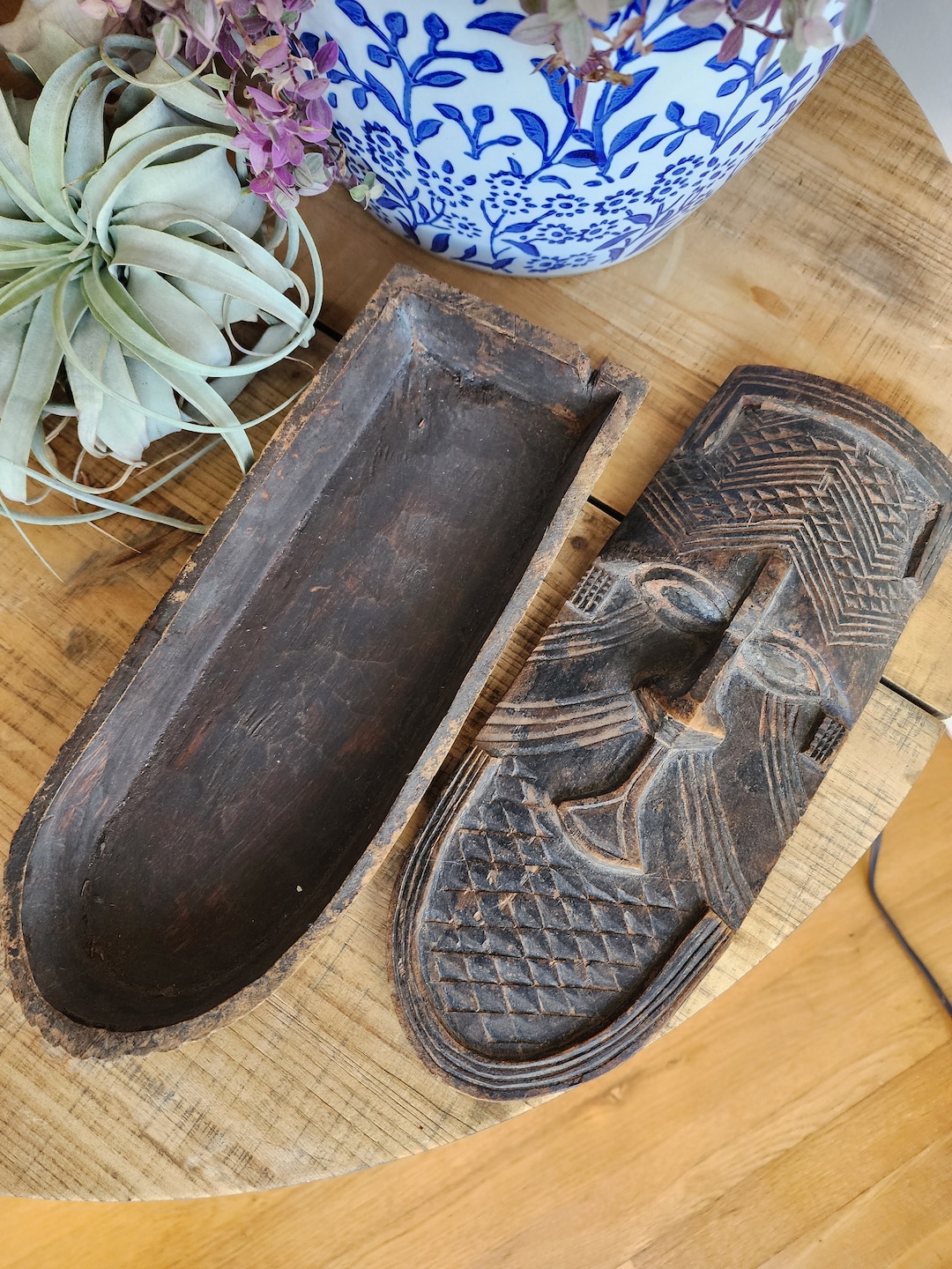 Very Old Congo African KUBA Wooden Mask Powder Box, Ceremonial - 1940s ...