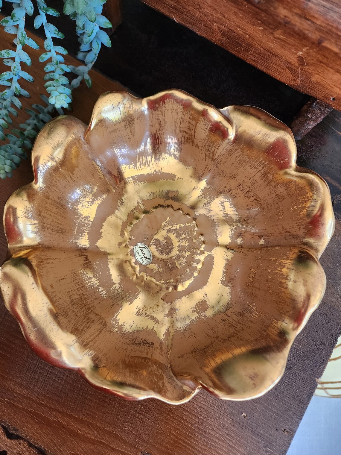 Vintage Stangl Hand Painted Gold Gilt Ceramic Flower Shaped Bowl - Etsy