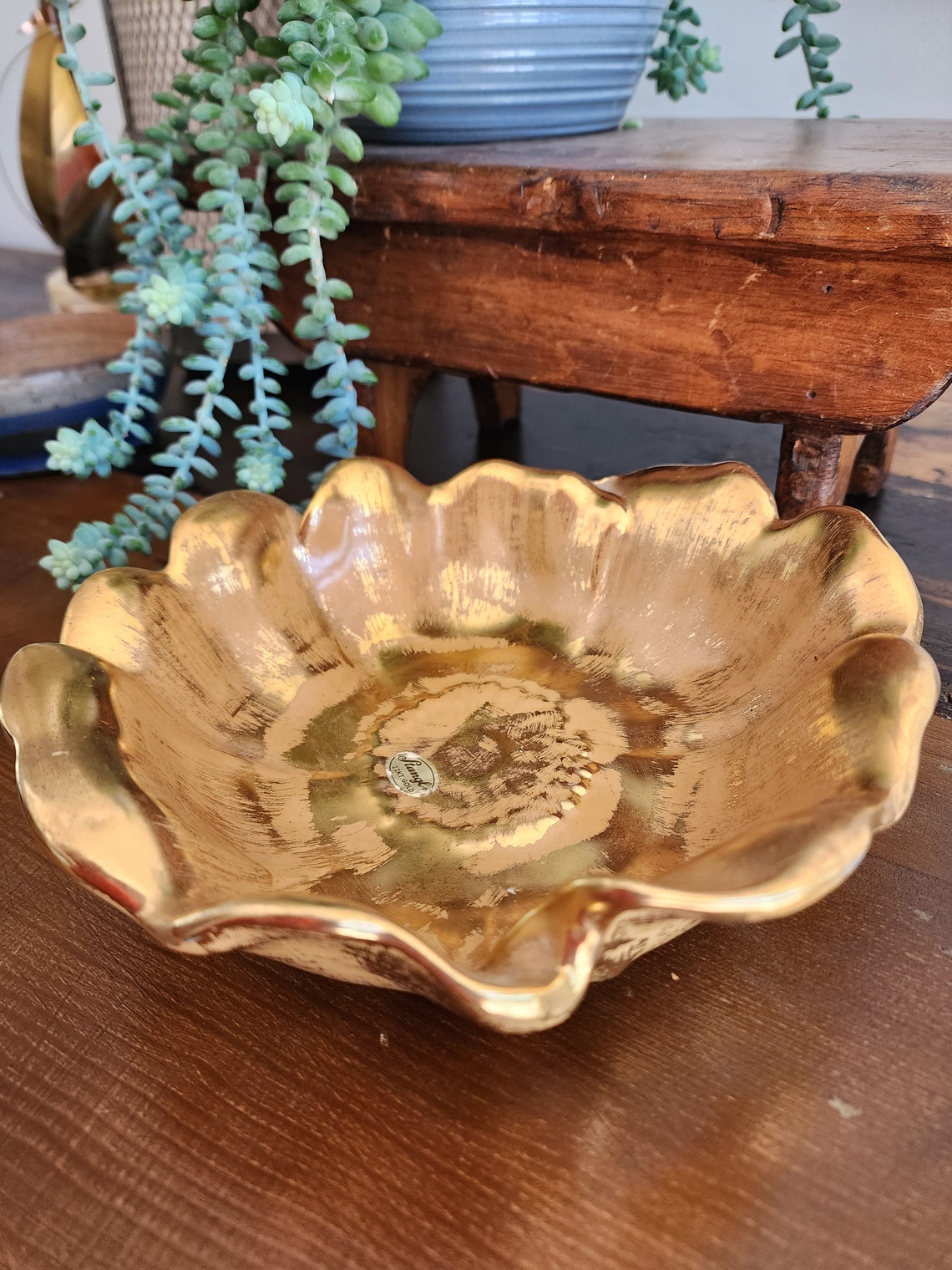 Vintage Stangl Hand Painted Gold Gilt Ceramic Flower Shaped Bowl - Etsy