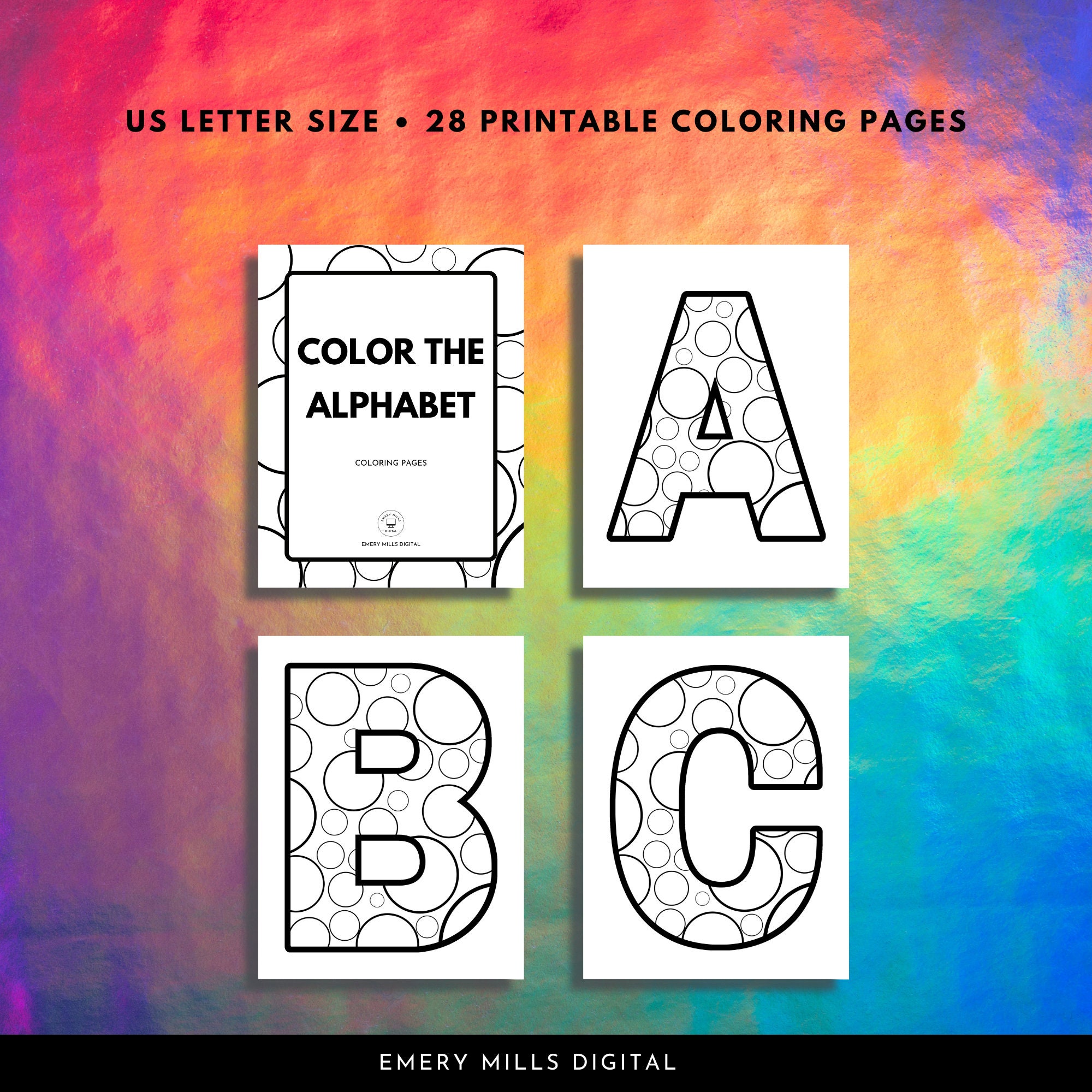 Color the Alphabet - ABC Printable Coloring Pages - Instant Download - Etsy