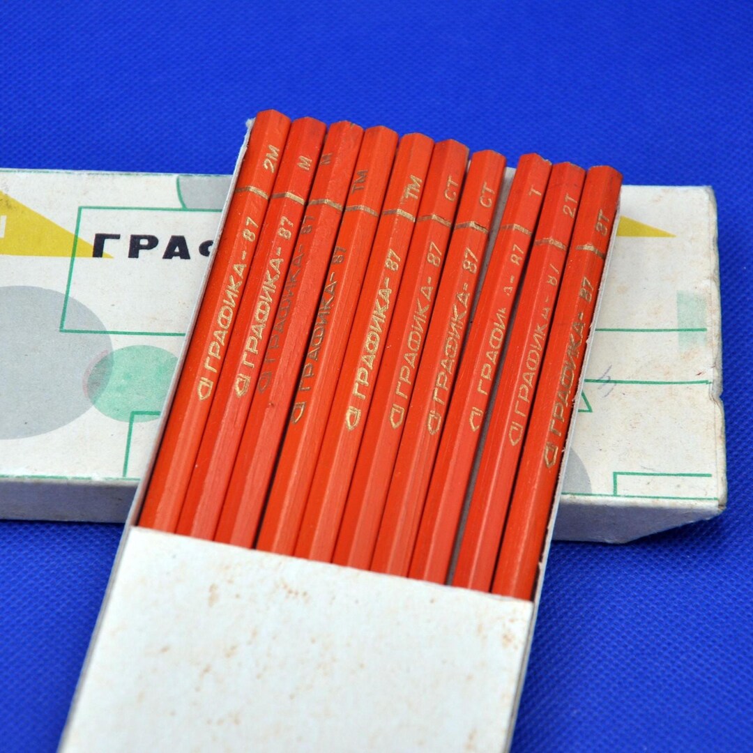 Vintage Soviet Drafting Pencil Set, Unused Black Graphite Pencils, the ...