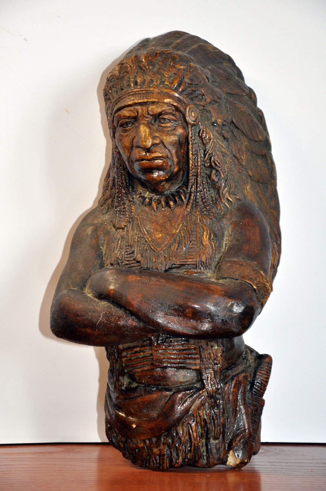 Rare Vintage Plaster Native Chief Statue, 1970s - Etsy