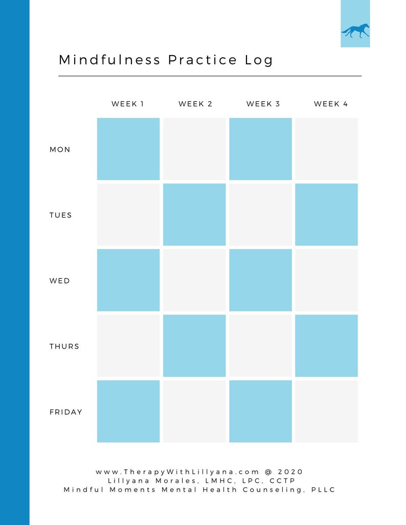 DBT Mindfulness Log Worksheet by Licensed Therapist to Improve Mental ...