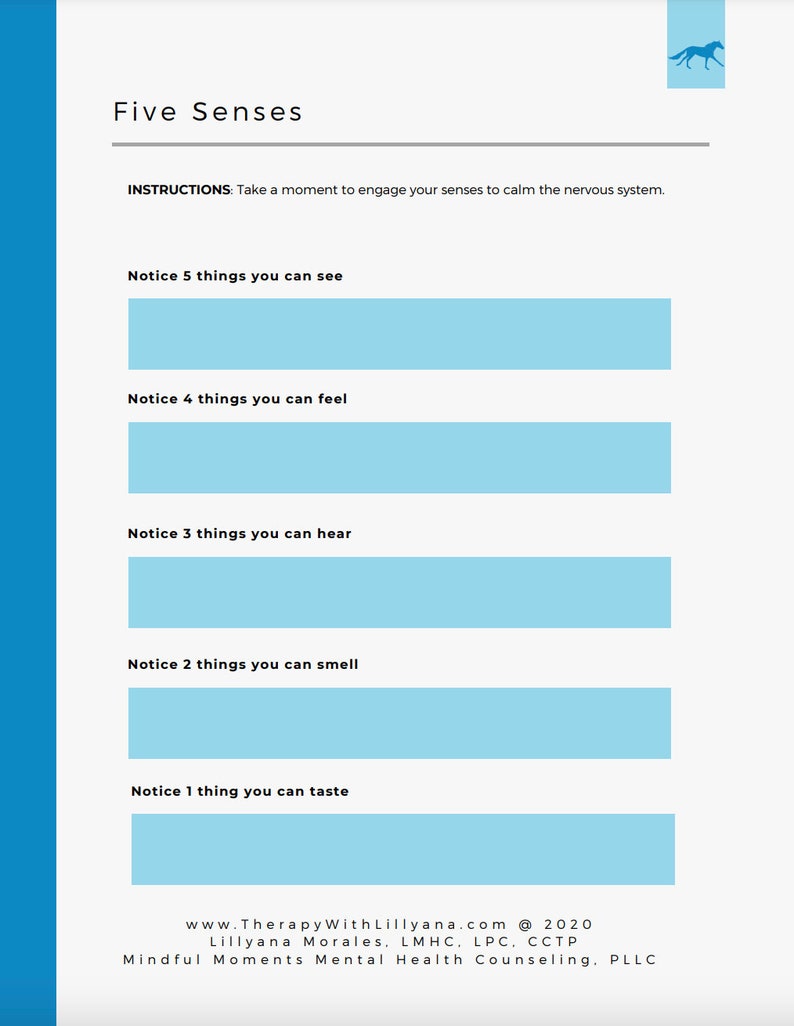 DBT Distress Tolerance 5 Senses Coping Worksheet by Licensed Therapist ...