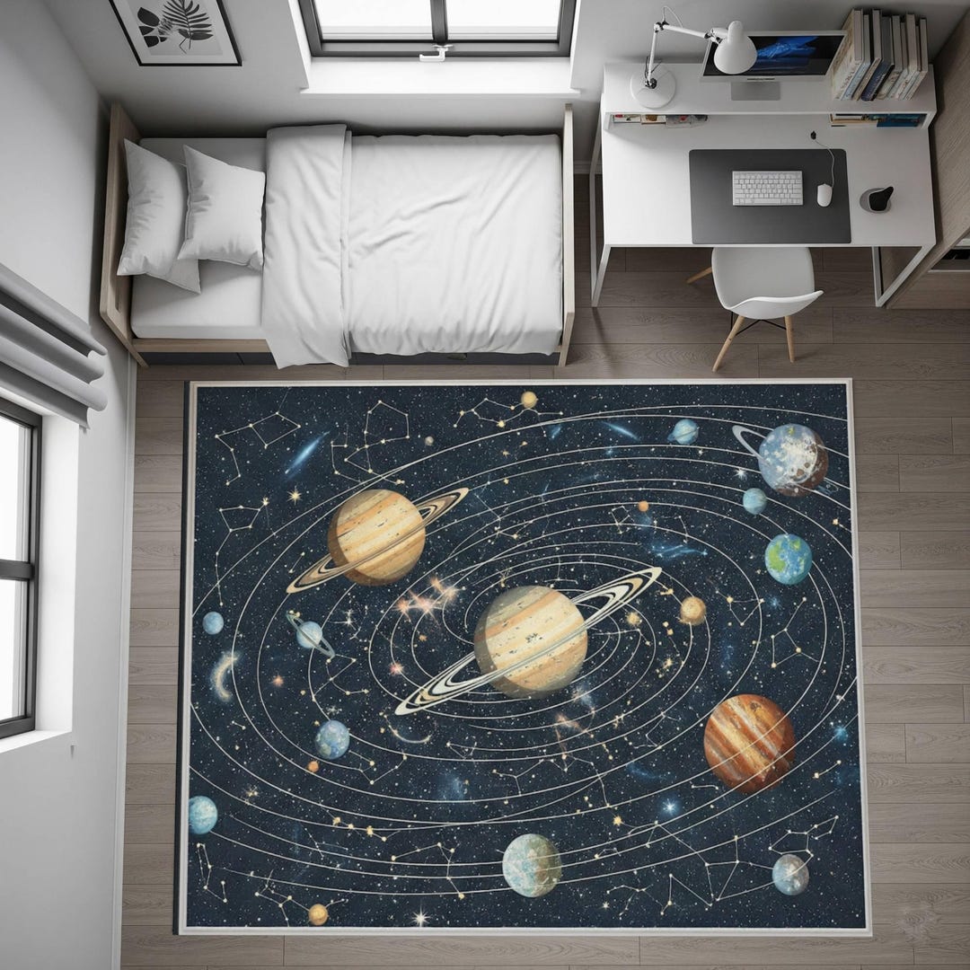 Solar System Planets Kids Rug, Astronomy Theme Carpet, Outer Space ...