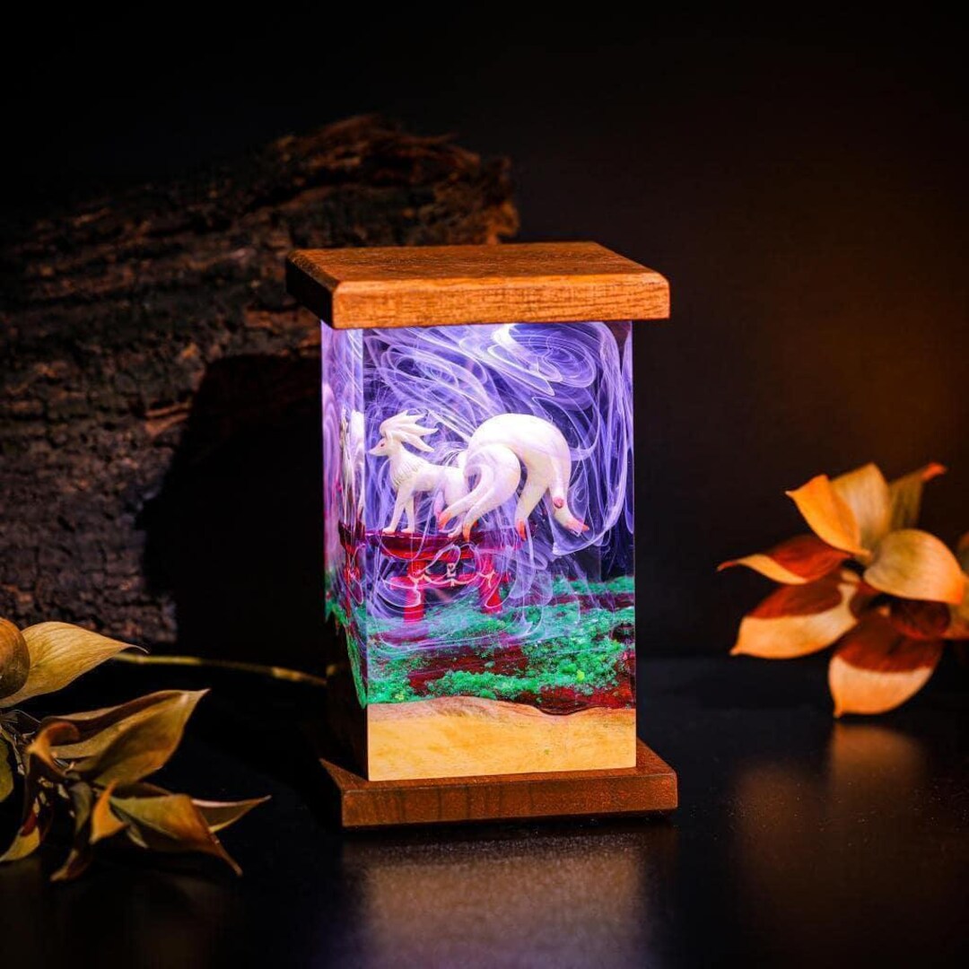 Ninetales Pokemon Epoxy Lamp, Fire Type Pokemon Art Night Light, Unique ...